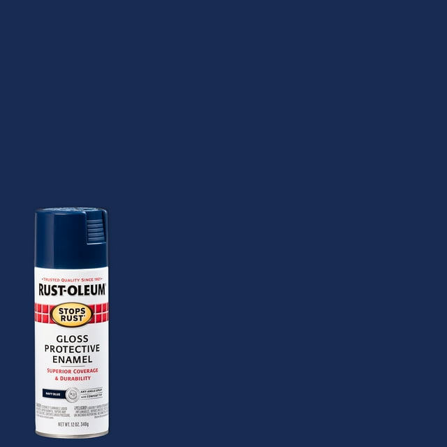 Navy, Rust-Oleum Stops Rust Gloss Protective Enamel Spray Paint, 12 oz ...