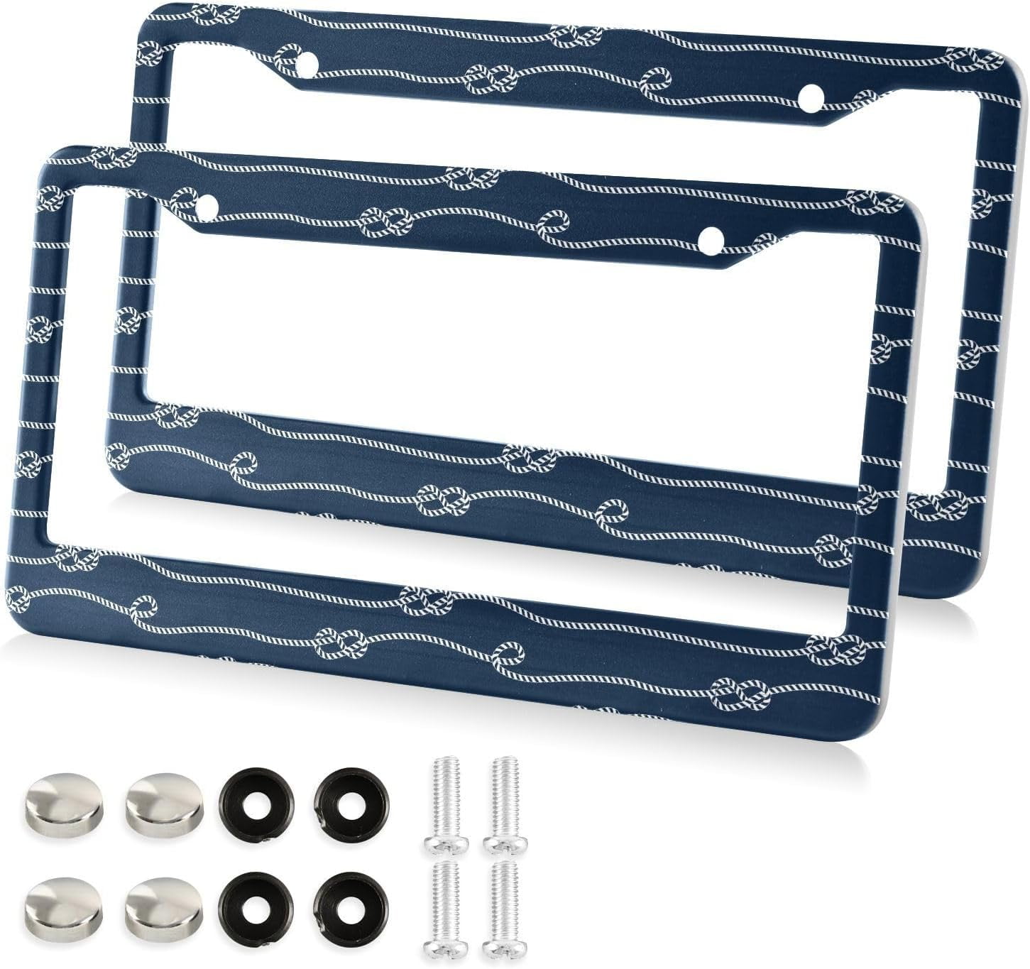 Navy Sailing Rope License Plate Frame, Aluminum Car Tag Frames, 2 Pack ...