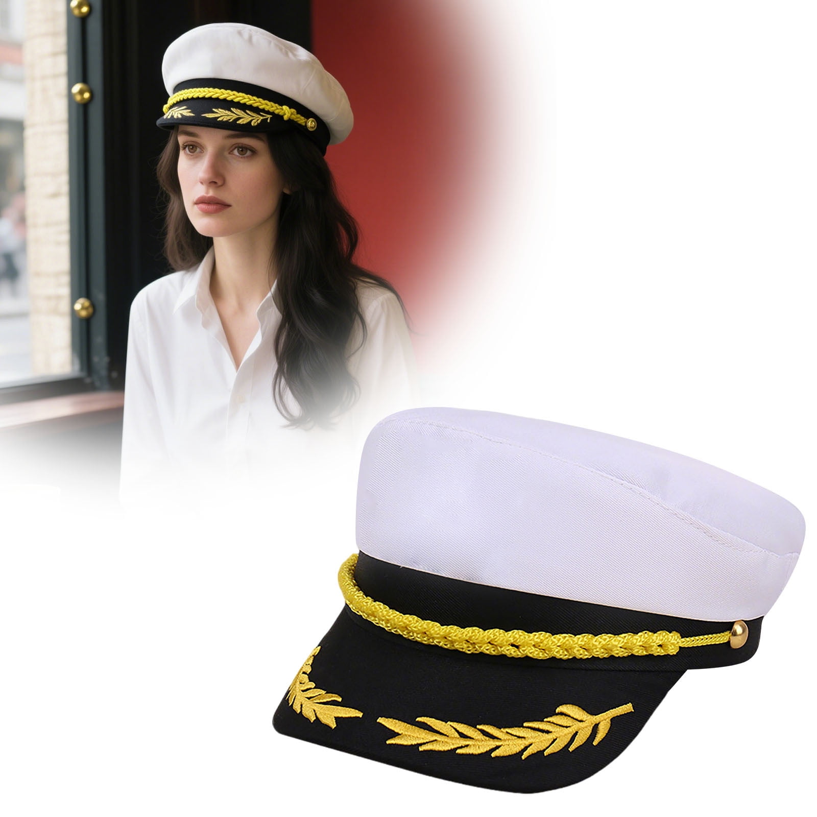 Navy Sailor Cap Yacht Boat Hat Adjustable Prop for Nautical Theme Party ...
