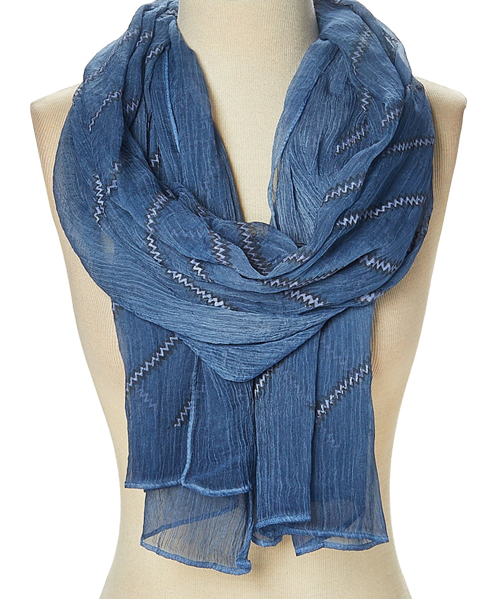 Navy Scarfs for Women Winter Summer Fashion Zigzag Scarves Lightweight ...