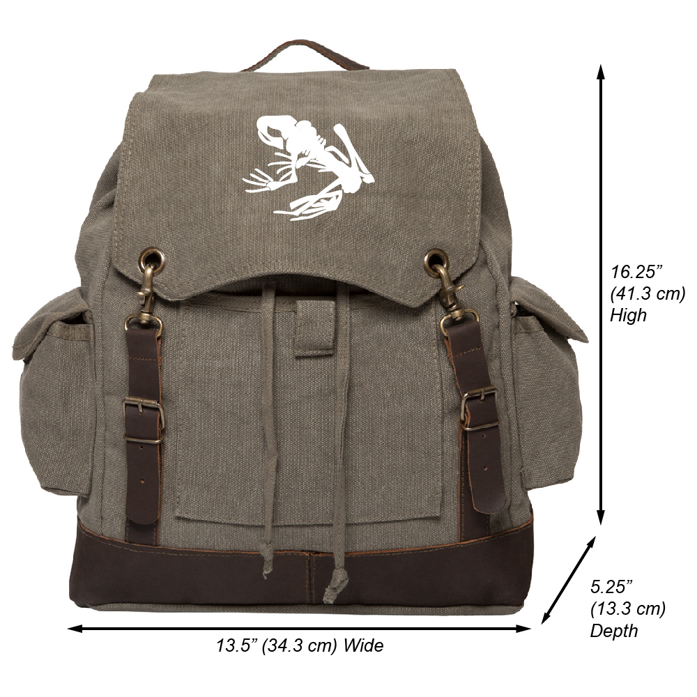 Navy Seal Team DEVGRU Frog Skeleton Canvas Rucksackw/Leather Straps ...