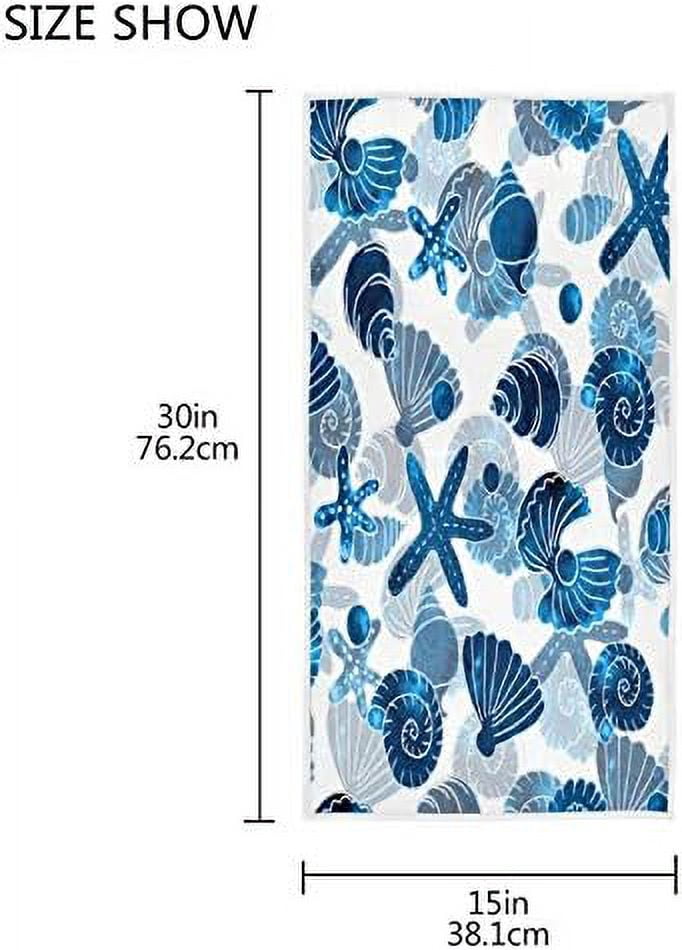Navy Shells Starfish Kitchen Hand Towels Sea Clams Undersea Dish Towels ...