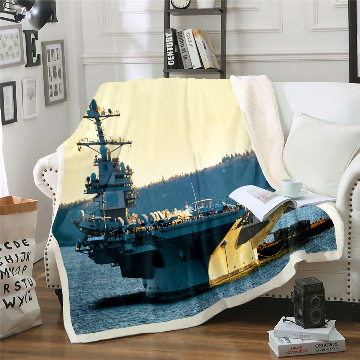 Navy Ship Fleece Blanket Military Theme Throw Blanket Warship Military ...