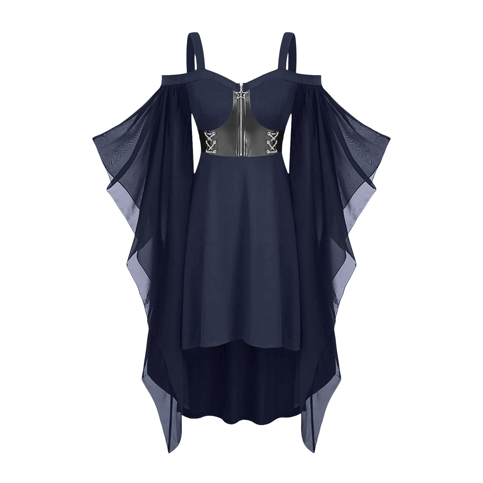 Navy Slip 3/4 Length Kaftan Sleeve Cold Shoulder Dresses for Women Fall ...