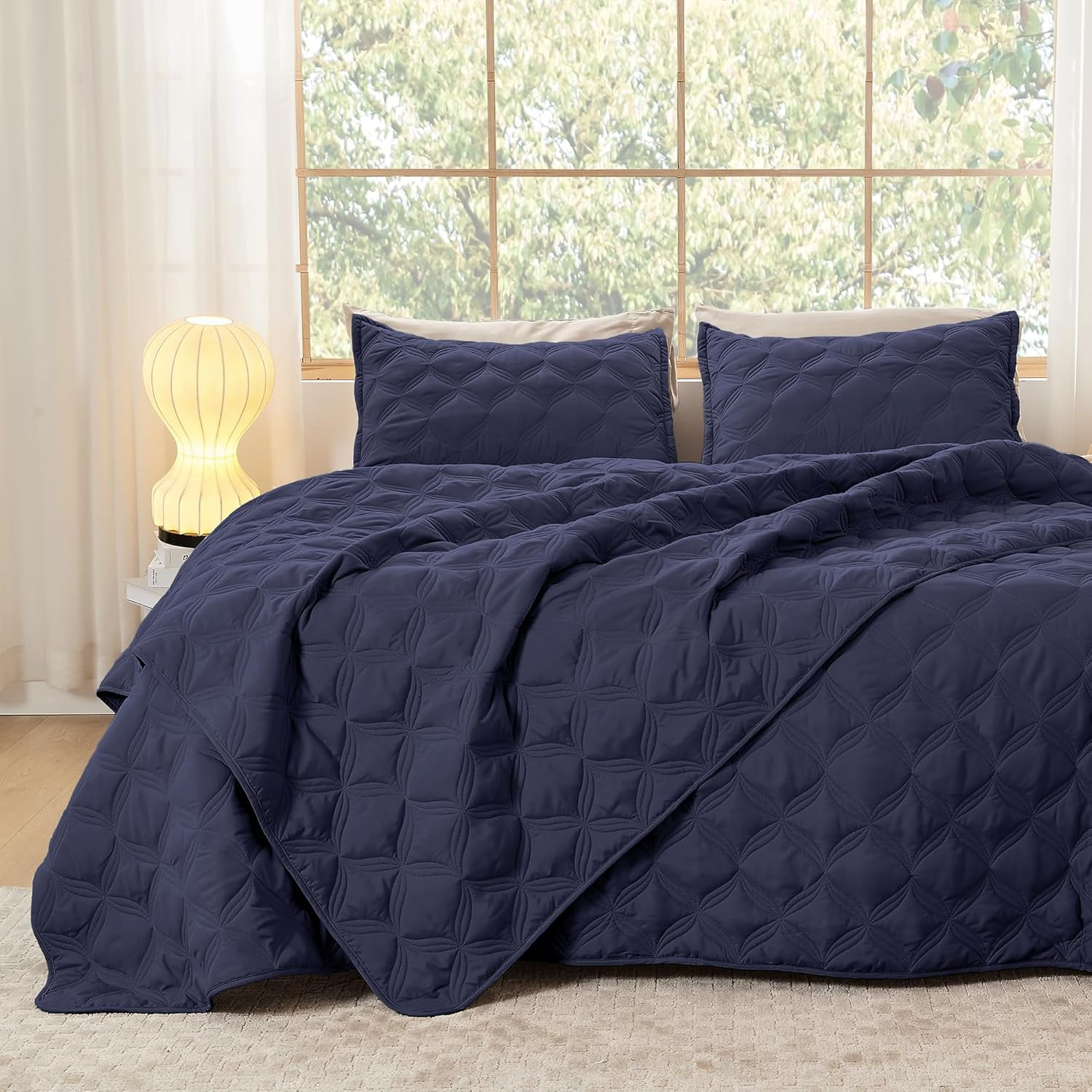 Navy Summer Lightweight Soft Comforter Bedspreads & Coverlets, Queen ...