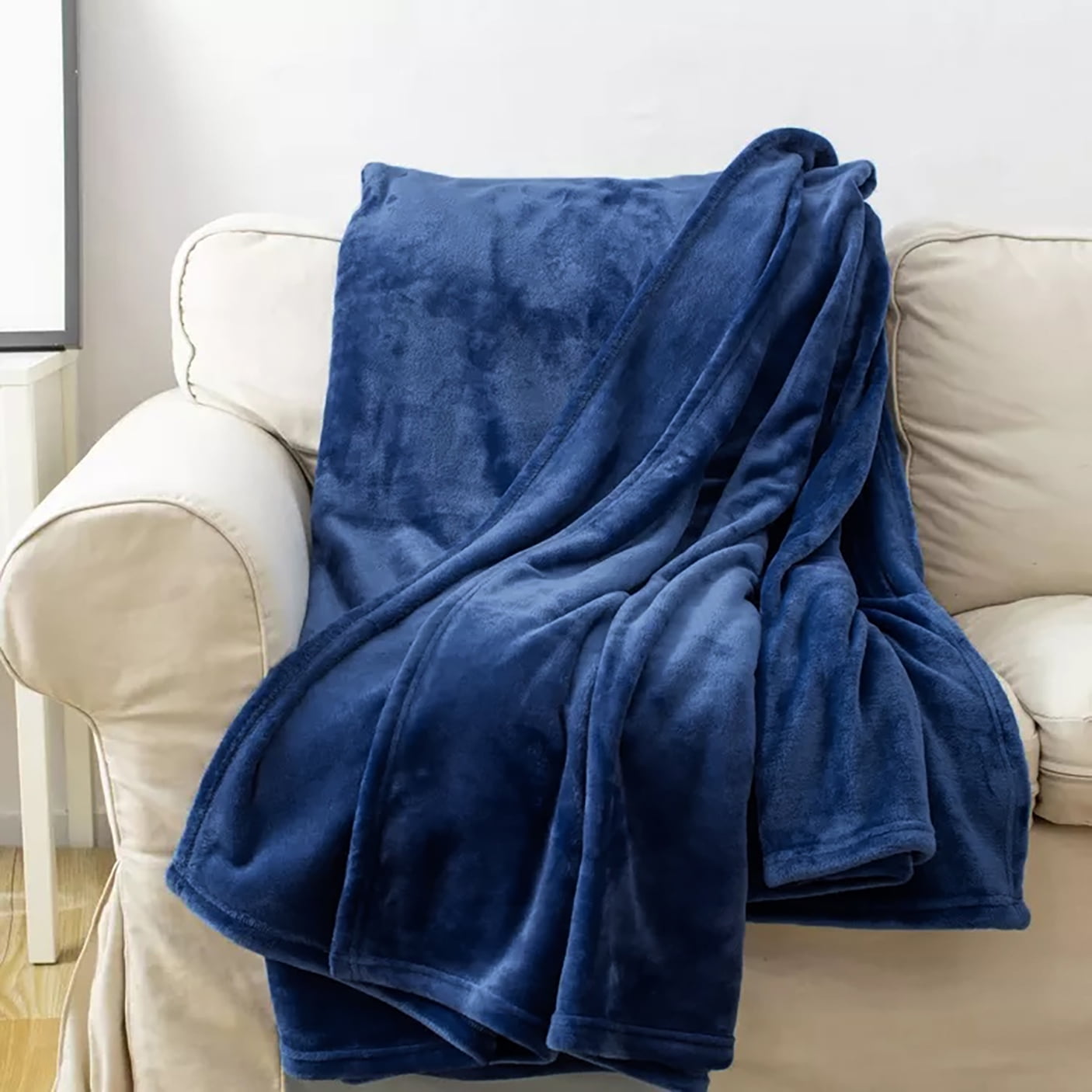 Navy Super Soft Warm Cozy Flannel Fleece Micro Plush Microfiber Bed ...