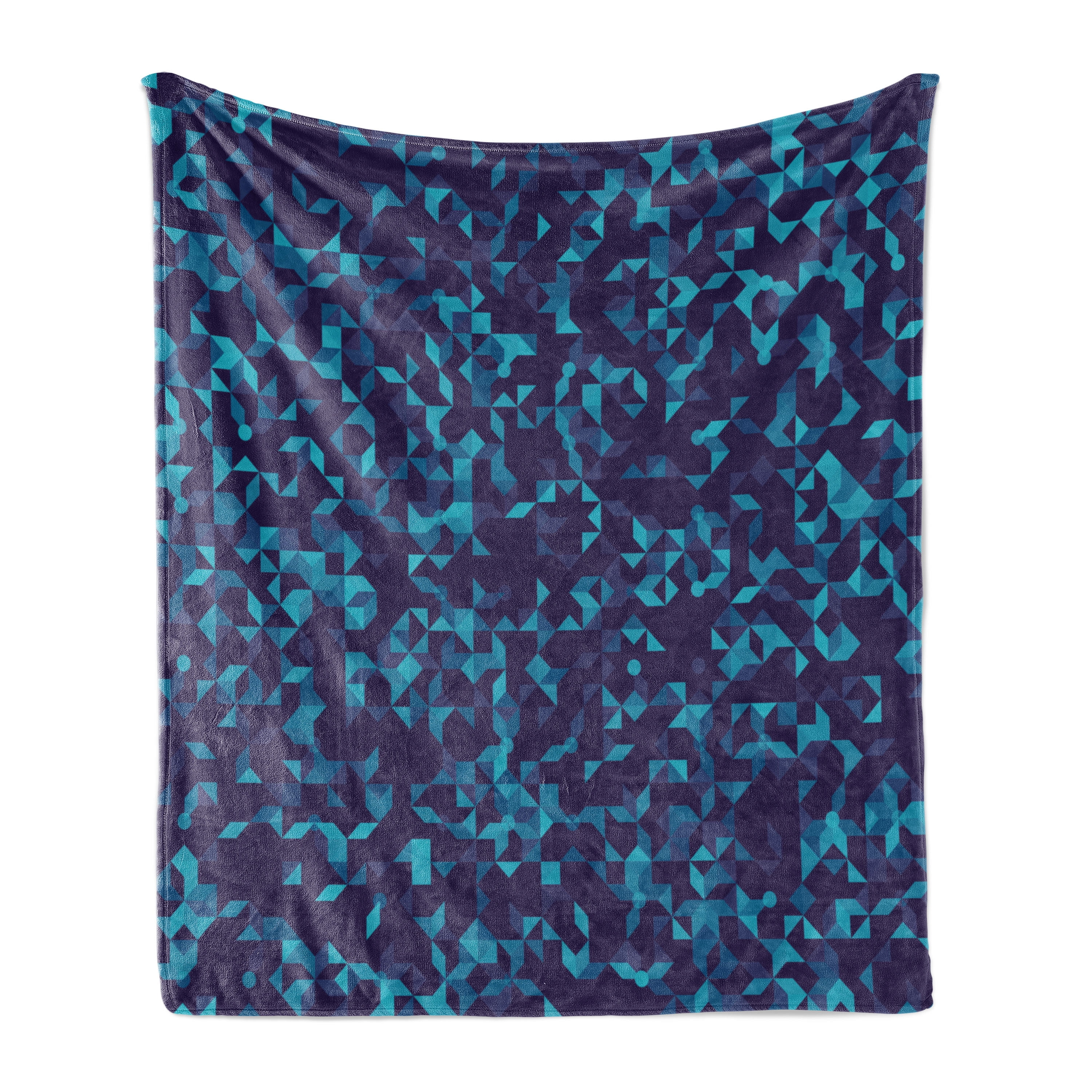 Navy and Teal Soft Flannel Fleece Throw Blanket, Abstract Triangles ...