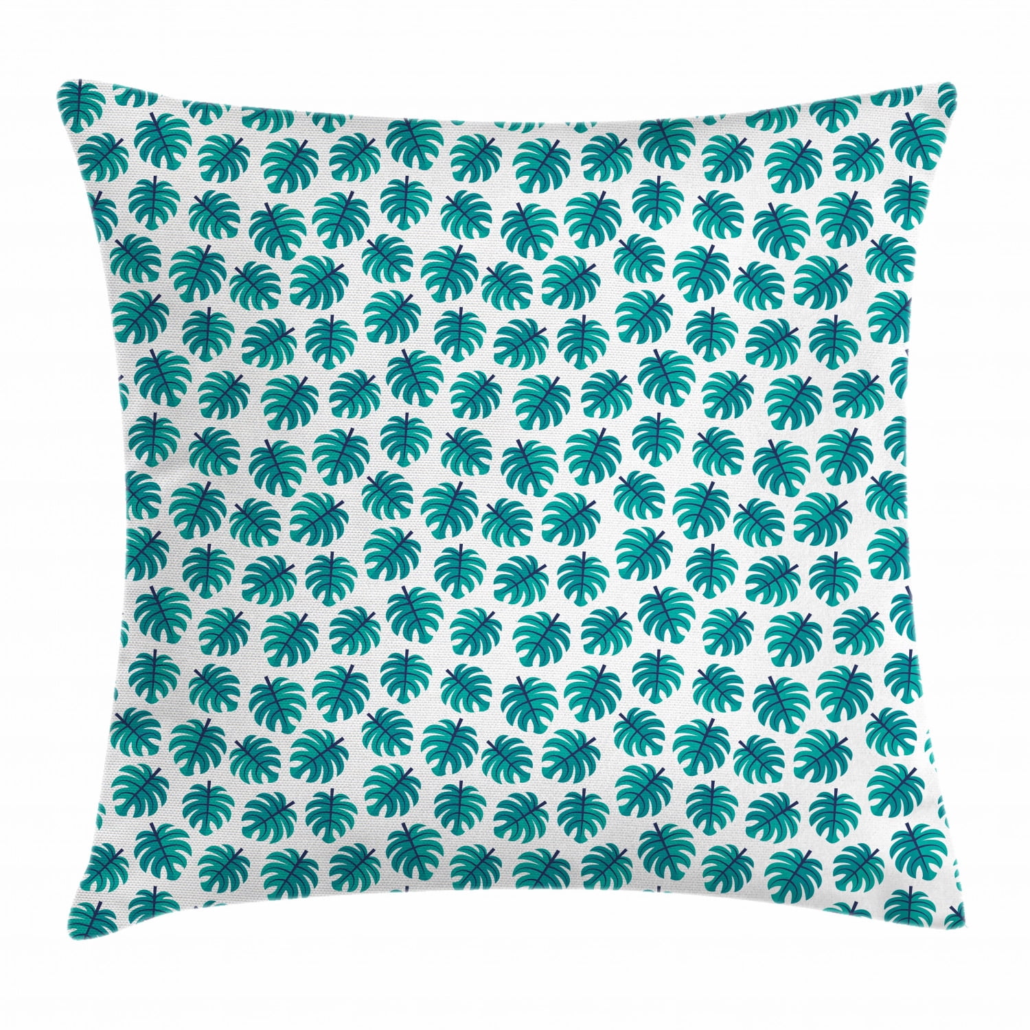Navy and Teal Throw Pillow Cushion Cover, Tropical Monstera Leaf ...
