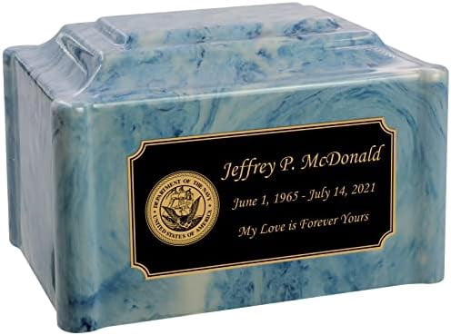 Navy Themed Sky Blue Cultured Marble Cremation Urn Vault Combo ...