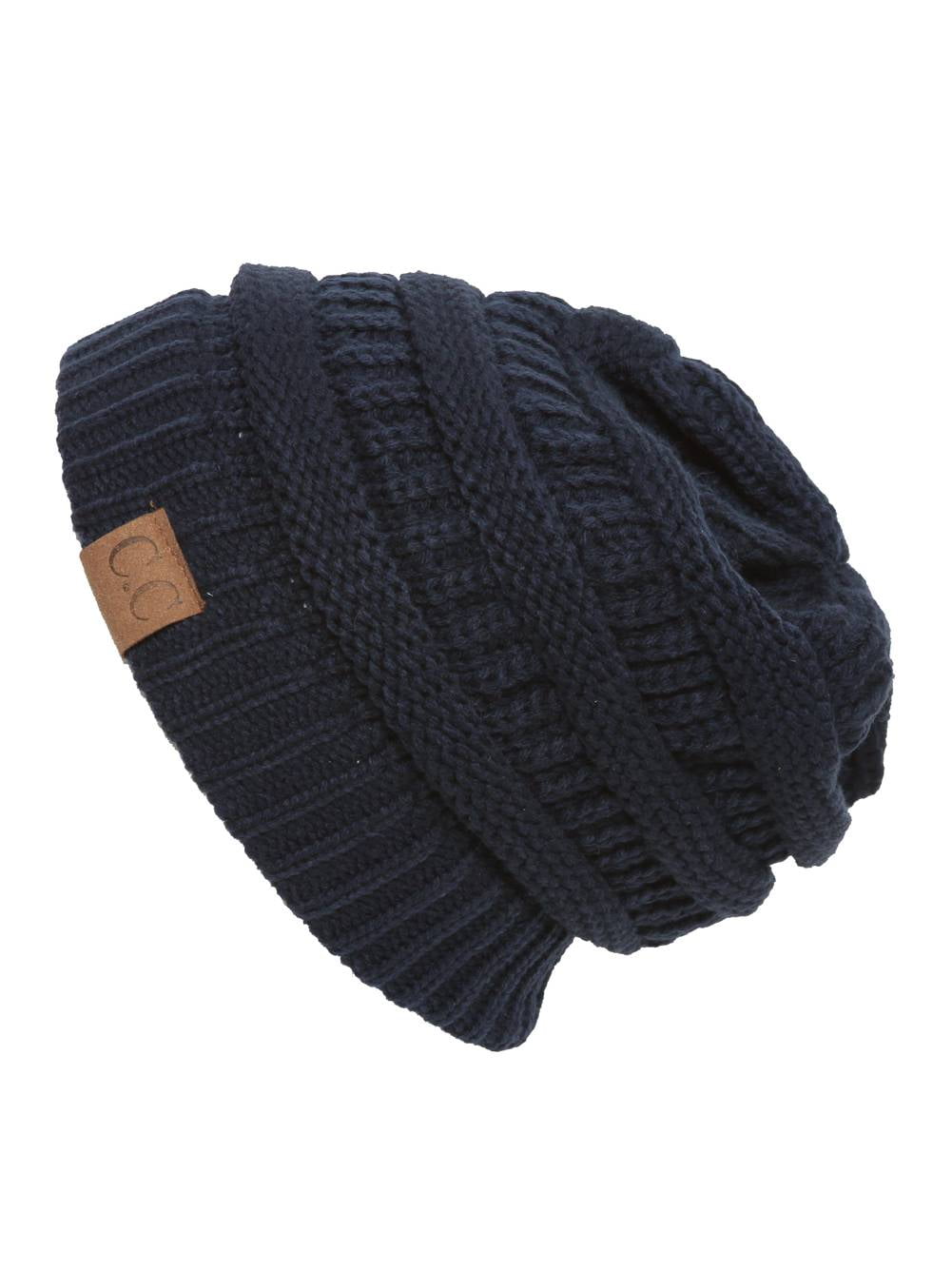 Navy Thick Knit Soft Stretch Beanie Cap - Walmart.com