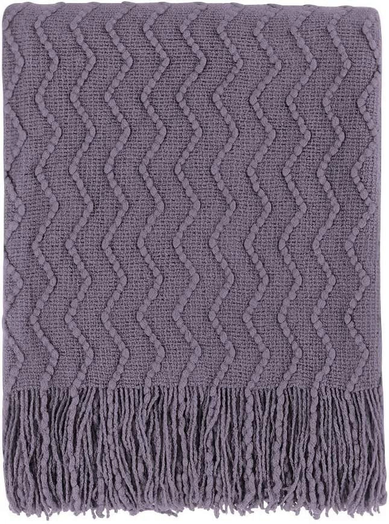 Navy Throw Blanket Textured Solid Soft Sofa Couch Decorative Knitted ...