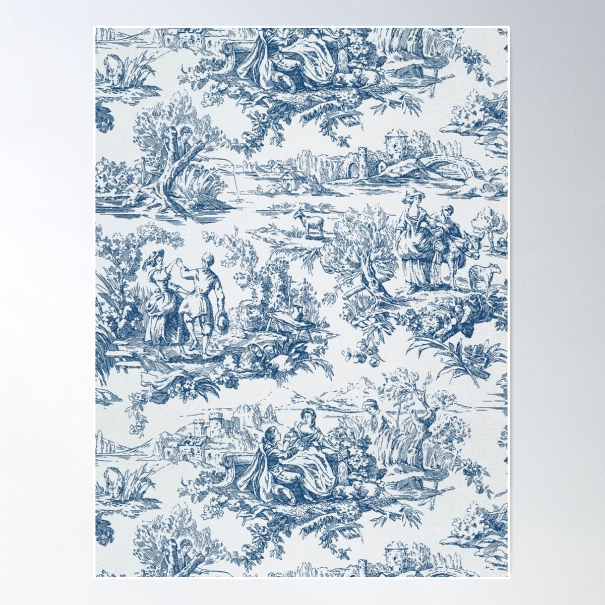 Navy Toille Poster Wall Art, Modern Wall Decor For Living Room Bedroom ...
