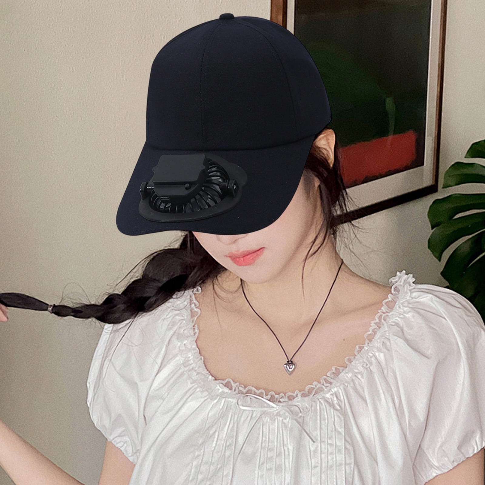 Navy Usb Rechargeable Fan Cap With 360° Rotation Upf 50+ Sun Protection Adjustable Wind Speed ...