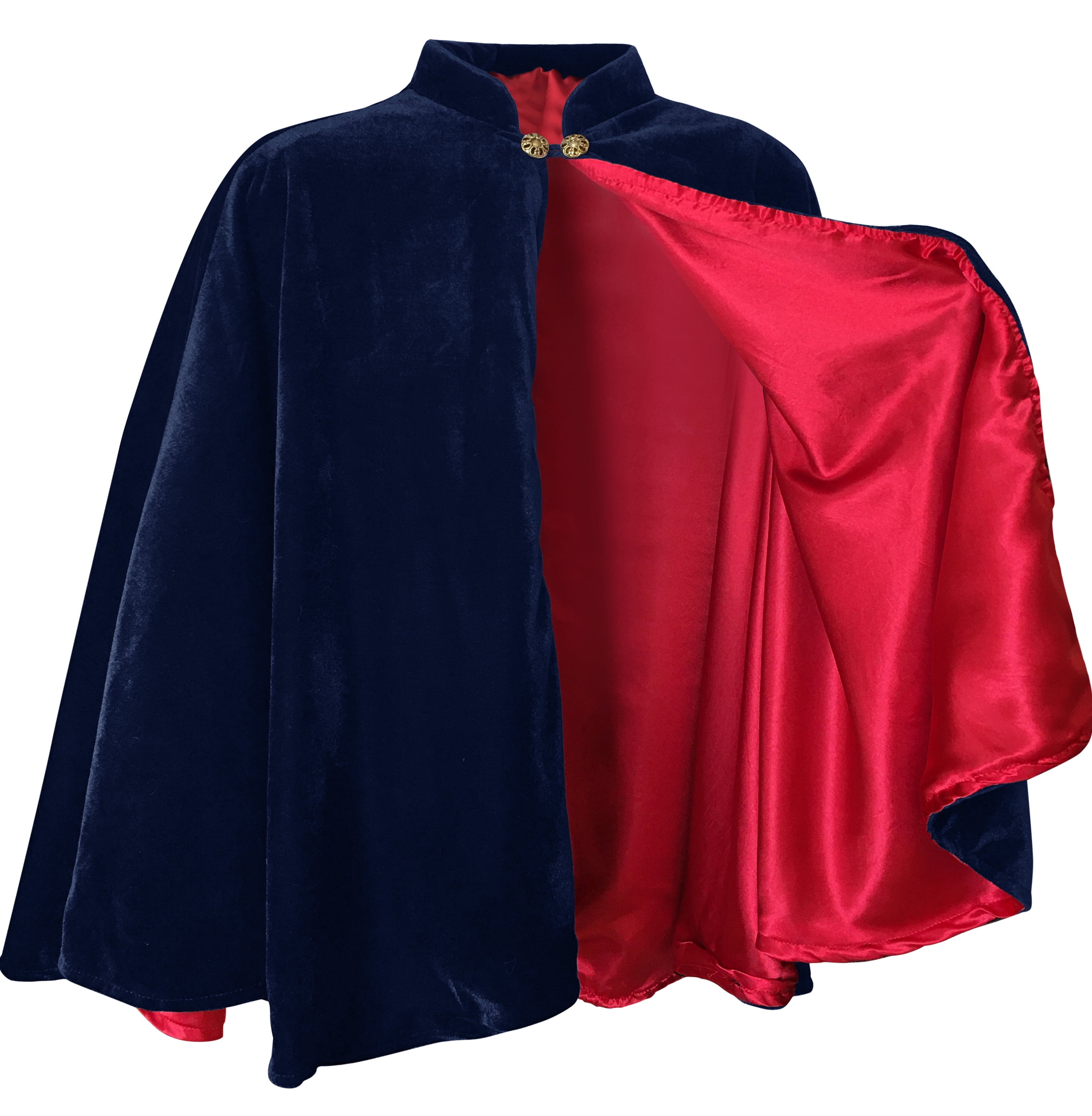 Navy Velvet Cape Capelet Lined in RED satin Vampire Cloak, Costume for ...