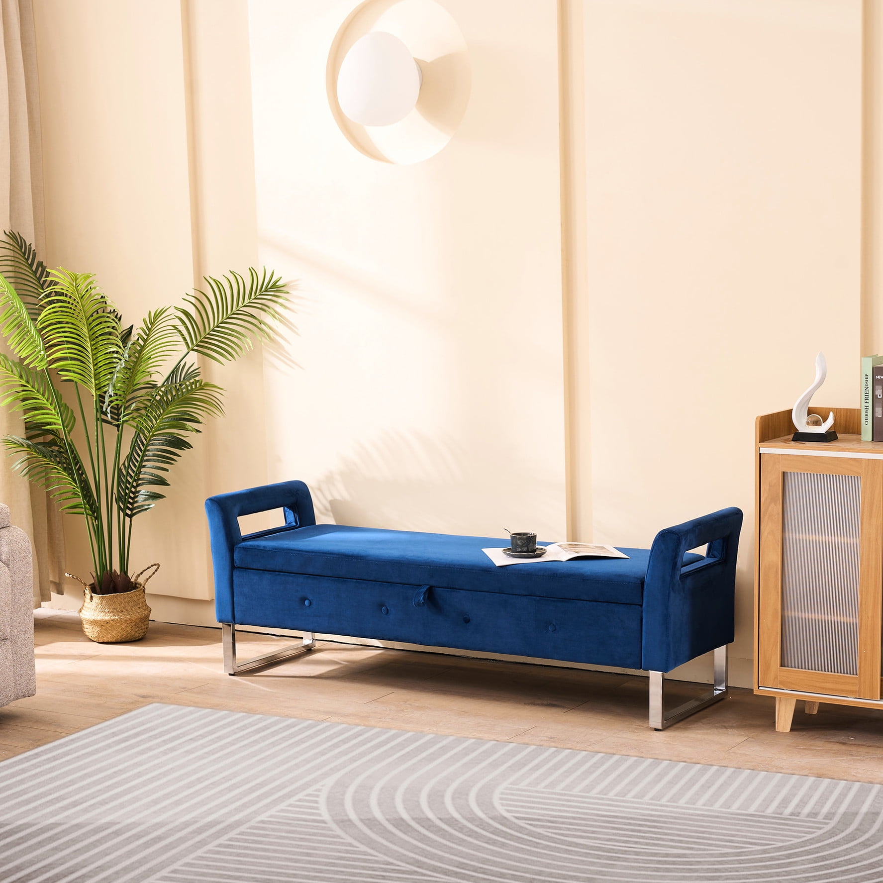 Navy Velvet - Footstool, Shoe Stool, Guest Stool - Various Indoor ...