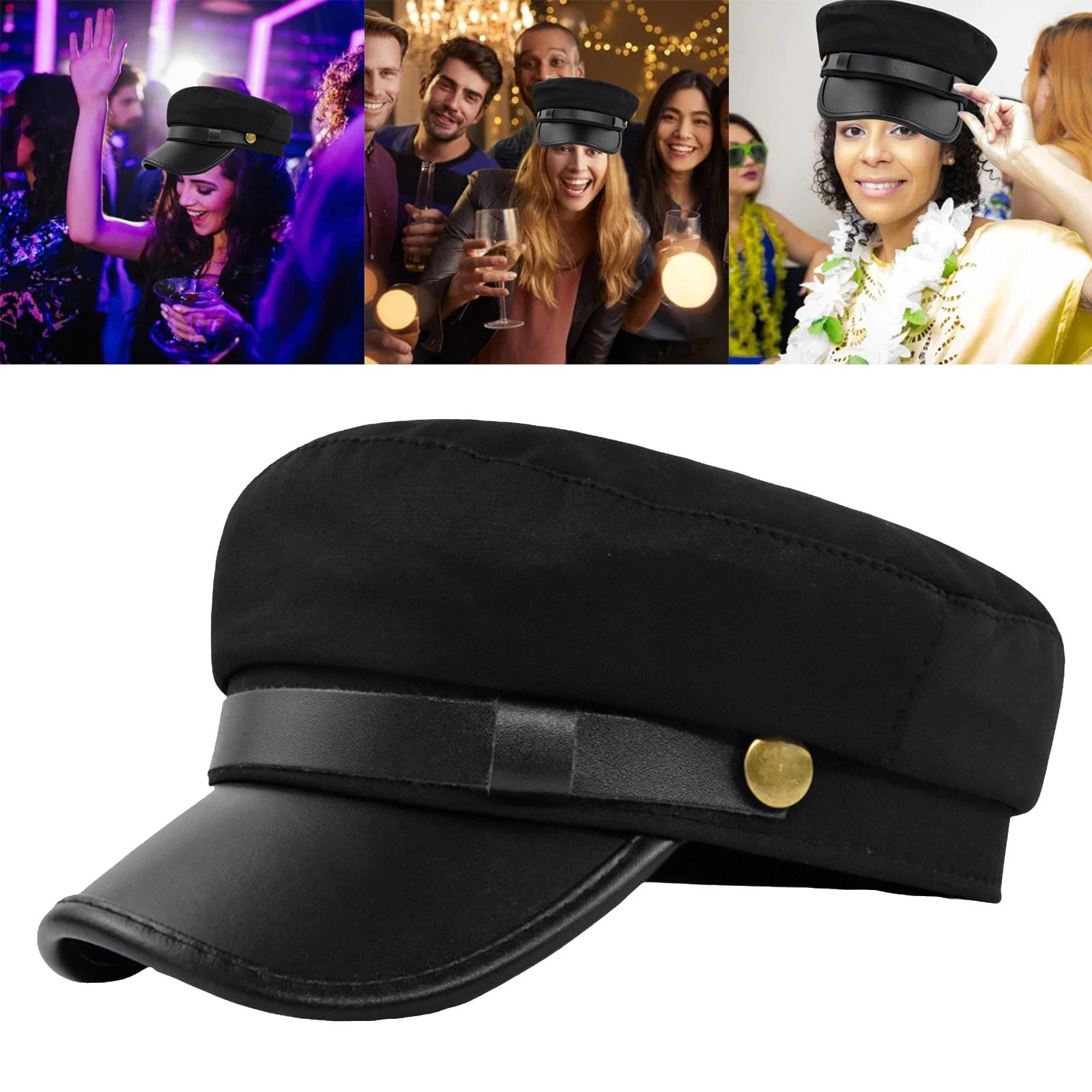 Navy Vintage Flat Cap British Chauffeur Hat Mens Women Prop - Walmart.com