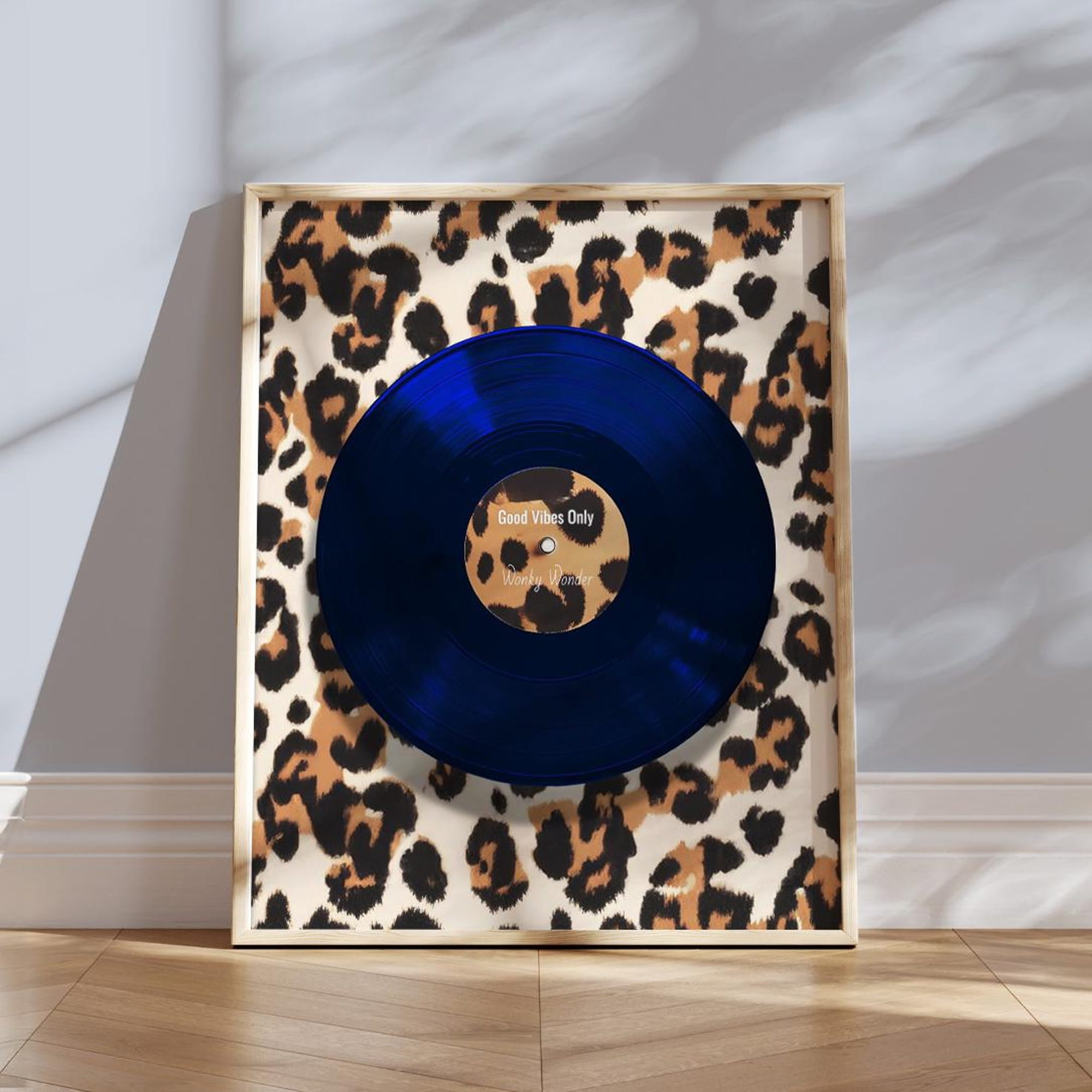 Navy Wall Art Leopard Print Text How Lucky Are We Wooden Poster Vinyl ...