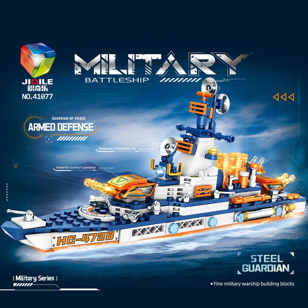 Navy War Chariot Ship Army Boat Plane Model Warships Building Blocks ...
