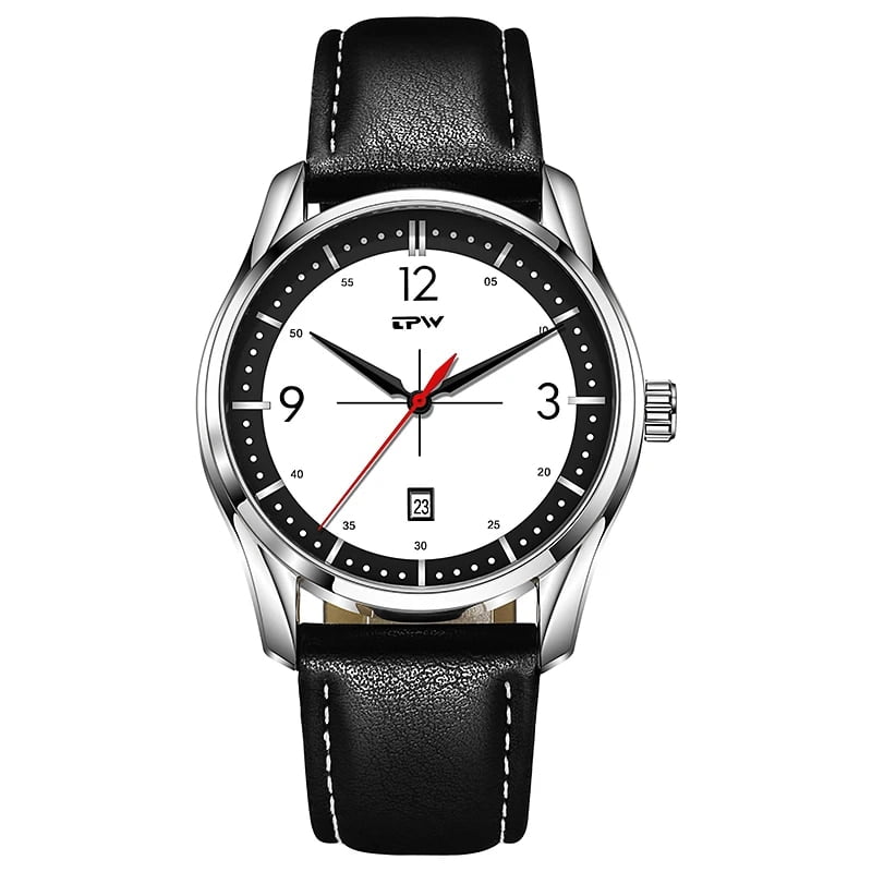Navy Watch Fabric Strap White Dial Date Window Calender Quartz Movement ...