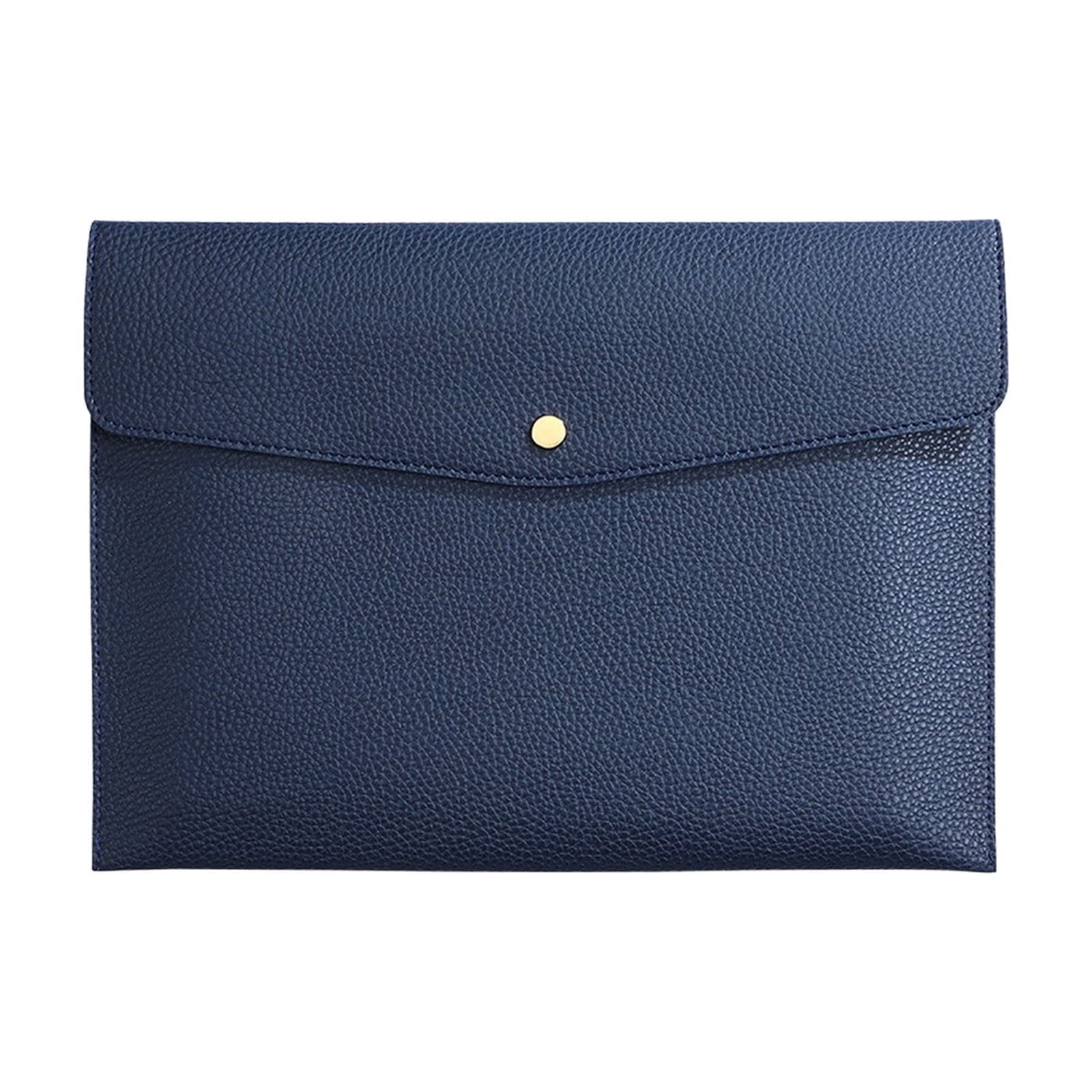 Navy Waterproof Document Bag With Hand Strap, Leather Like Portfolio ...