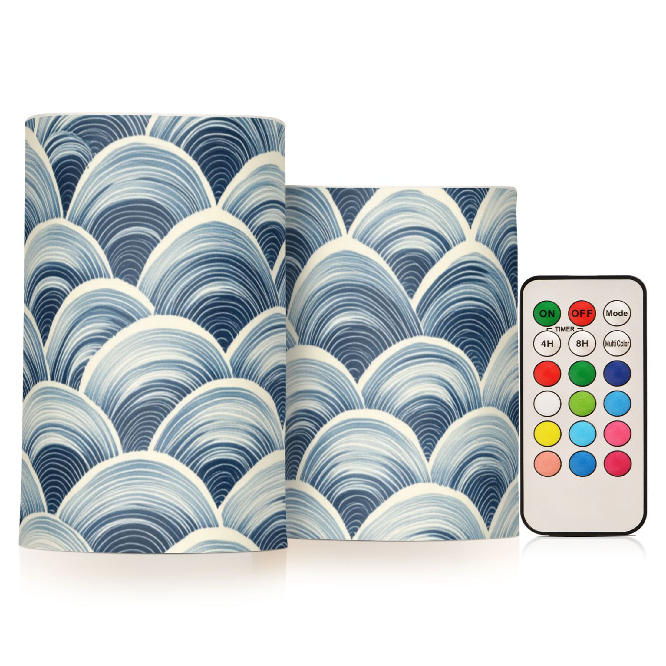Navy Wave Pattern Flickering Flameless Candles Battery Operated with ...