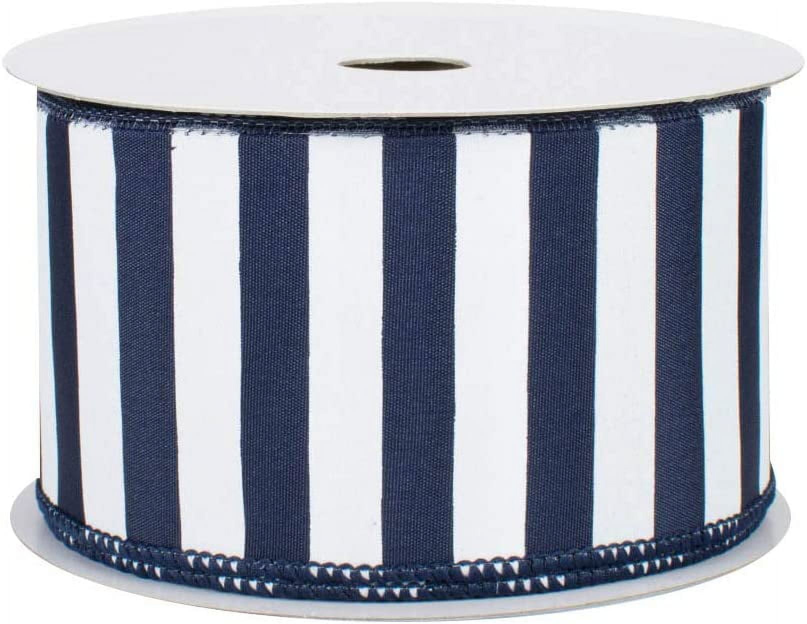 Navy White Striped Wired Ribbon - 2 1/2" x 10 Yards, Easter, Memorial ...
