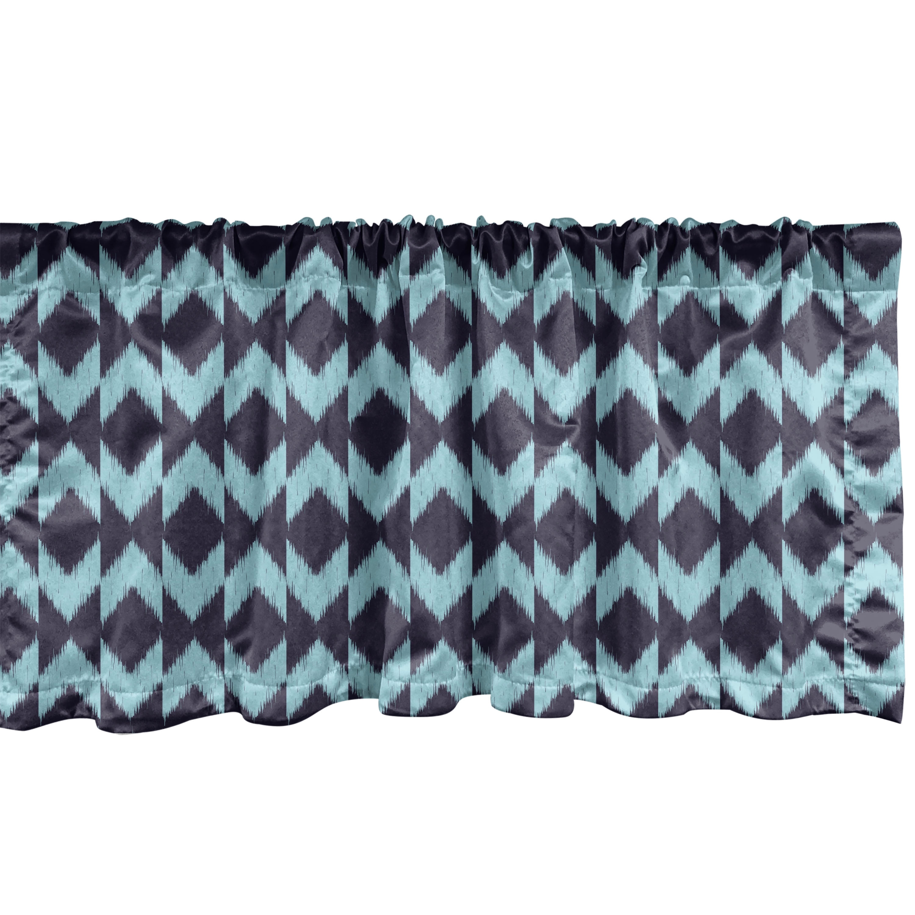 Navy Window Valance Pack of 2, Diamond Shaped Blurry Ikat Pattern ...