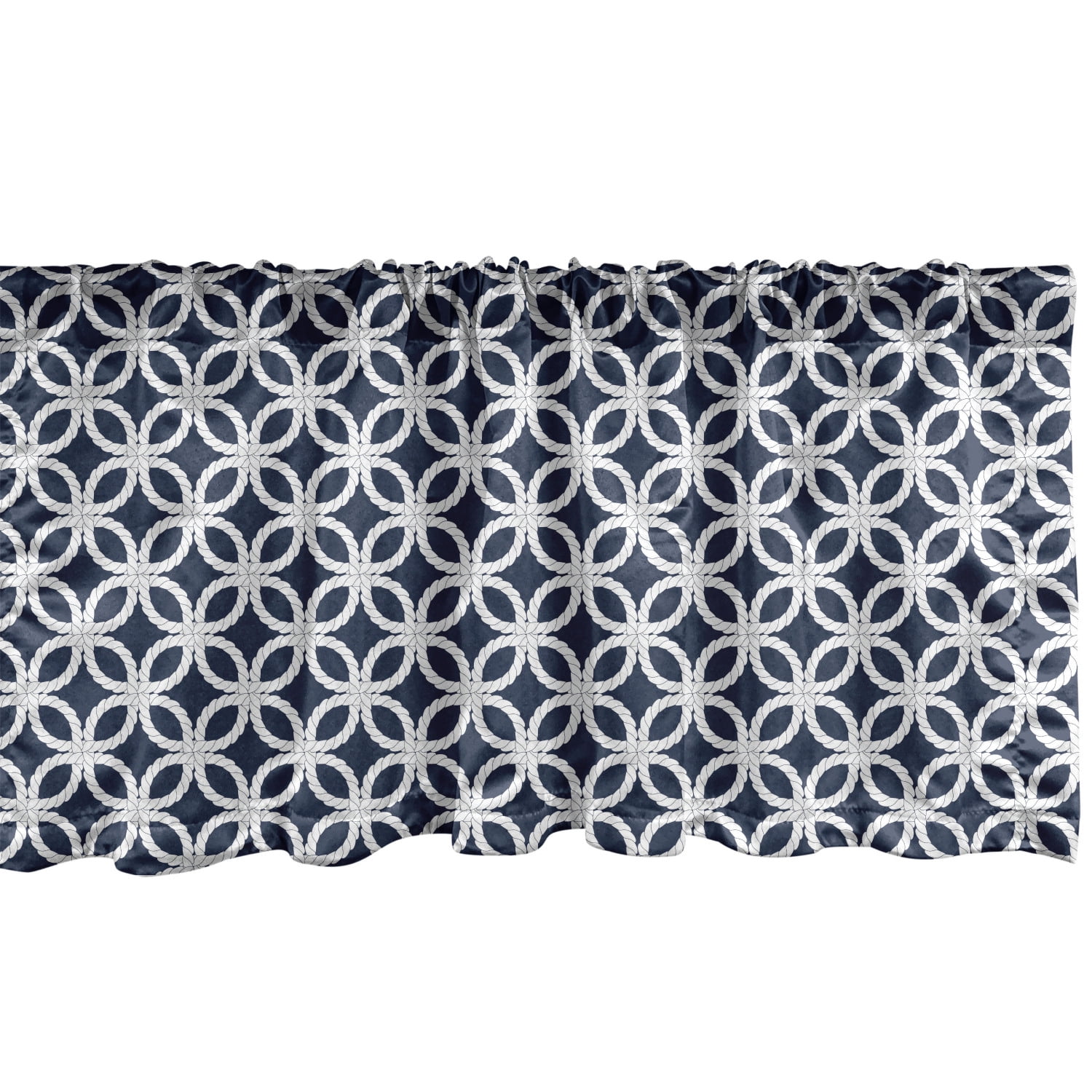 Navy Window Valance Pack of 2, Woven Marine Sea Life Inspired in Square ...
