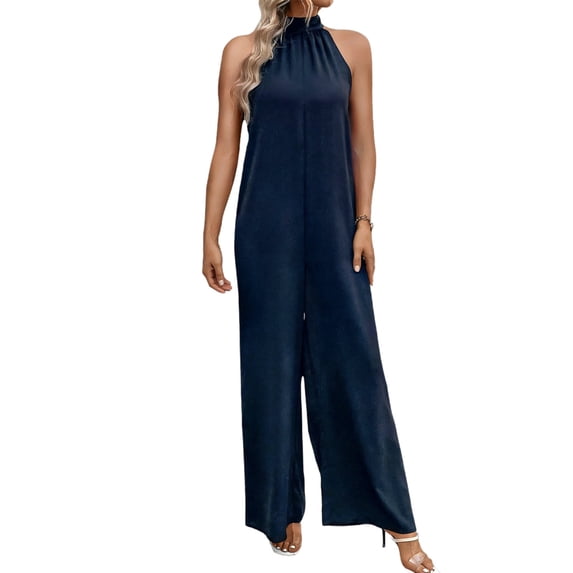 Navy Women Coveralls Pants Catsuit for Women Flare Bell Bottom Straight ...