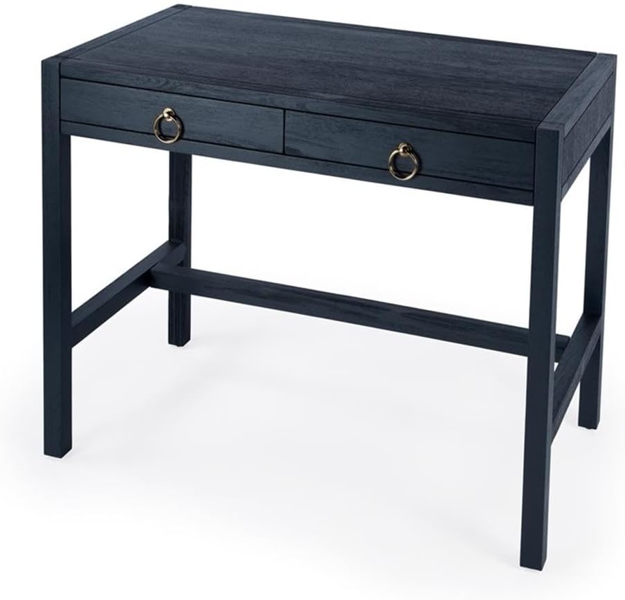 Navy Wood Desk with Two Drawers - Transitional Style - Walmart.com