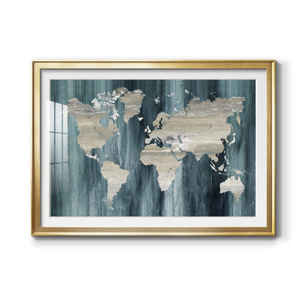 Navy World Map Premium Framed Print - Ready to Hang - Walmart.com