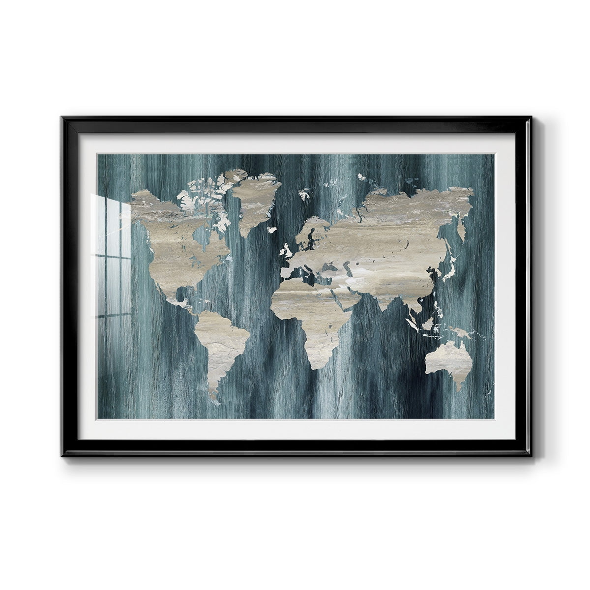 Navy World Map Premium Framed Print - Ready to Hang - Walmart.com
