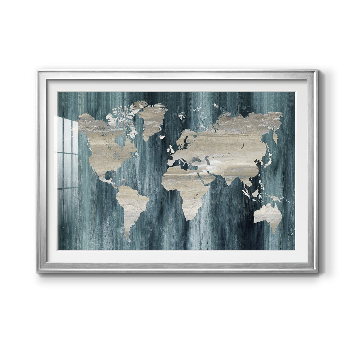 Navy World Map Premium Framed Print - Ready to Hang - Walmart.com
