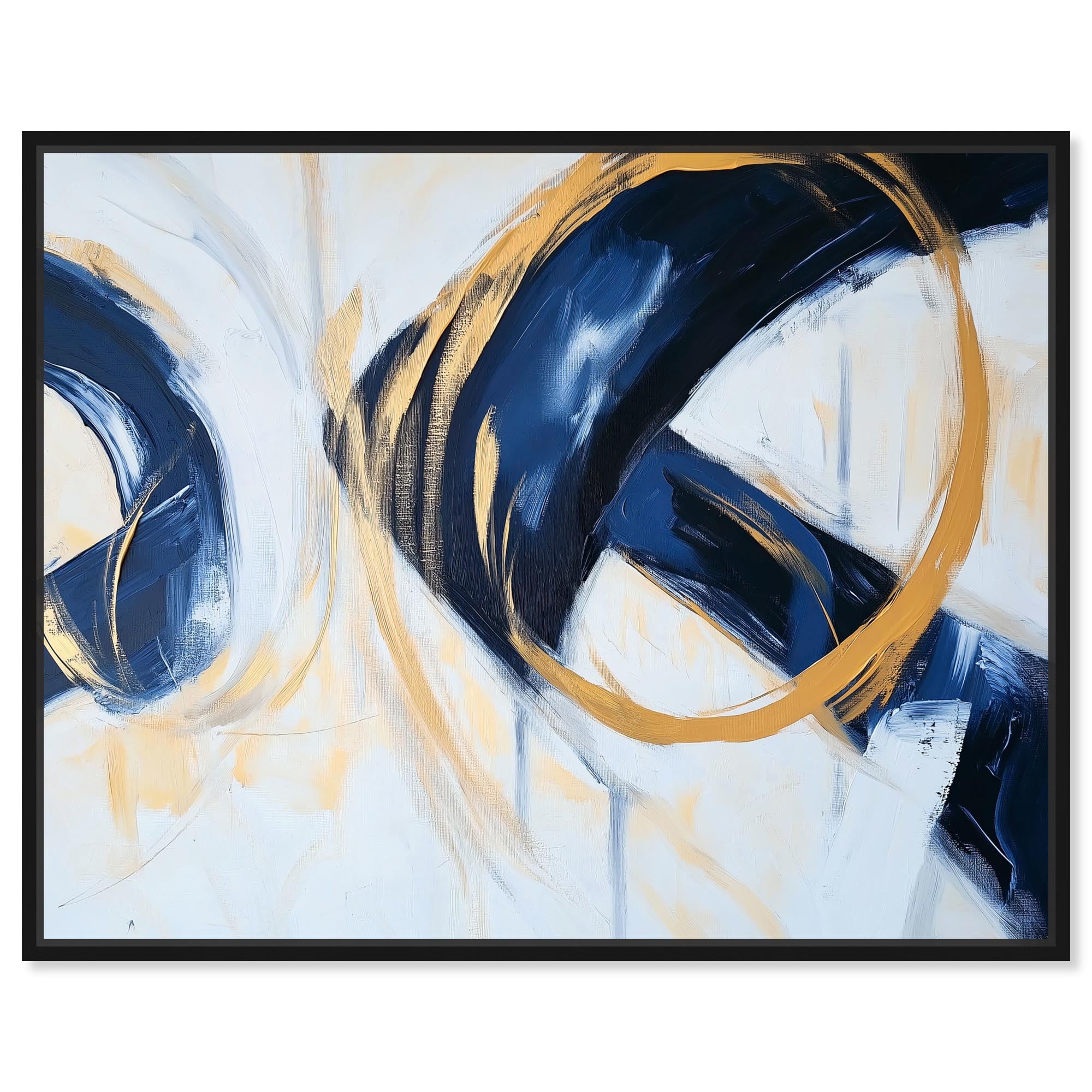 Navy and Gold Rings II Canvas Luxury Abstract Art by Art Remedy, Black ...