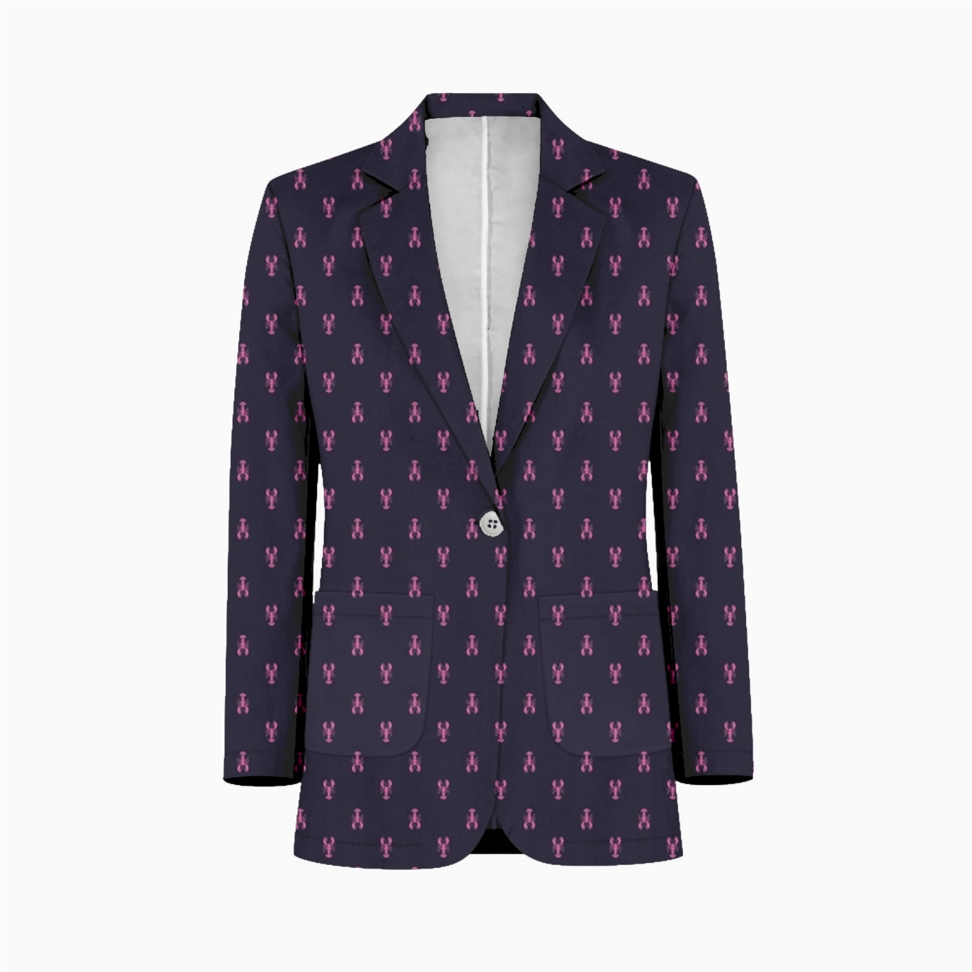 Navy and Pink Lobsters Pattern Customized Men's Suits full man Shawl ...