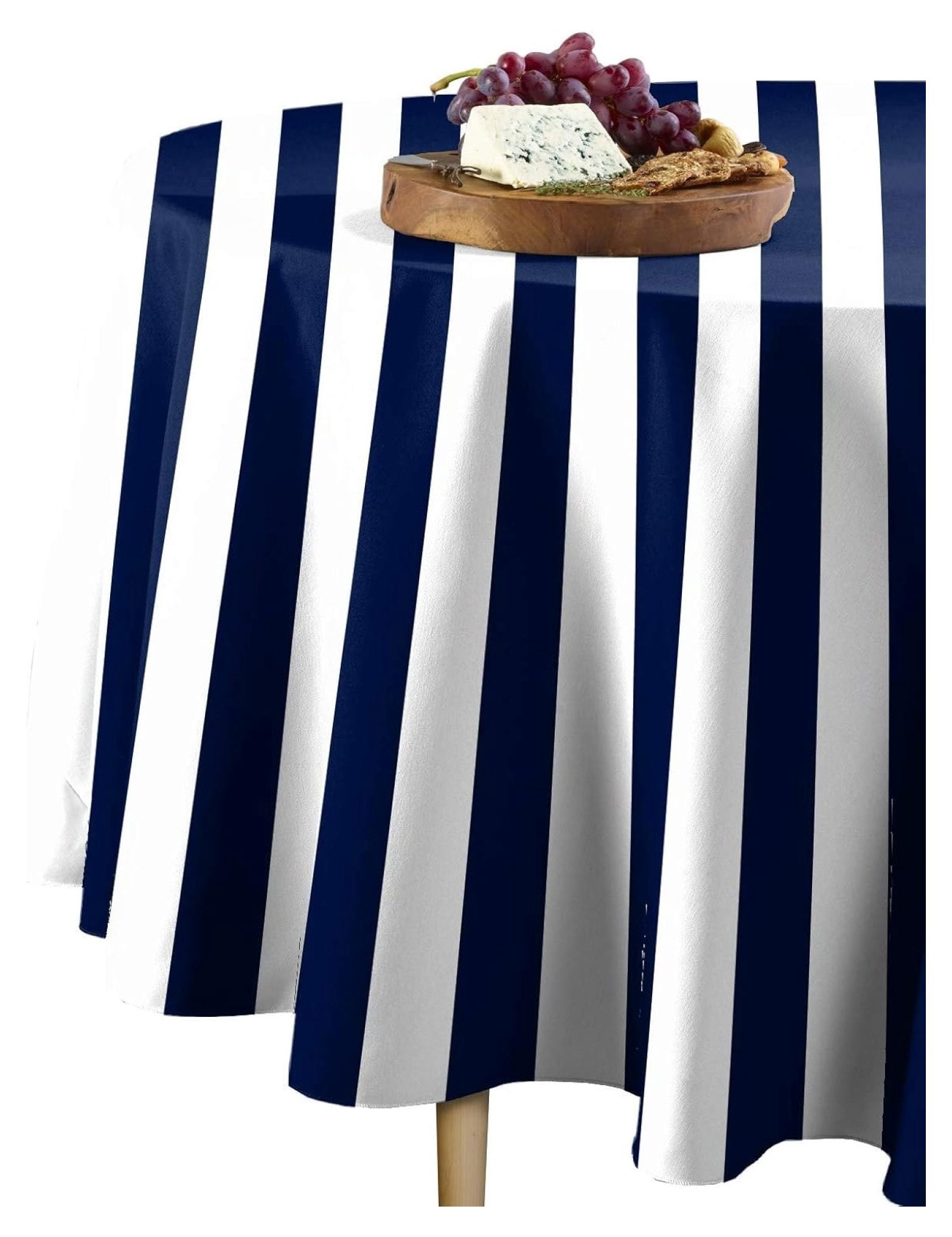 | Navy and White Striped Tablecloth | Cabana Round Tablecloth | 120 ...