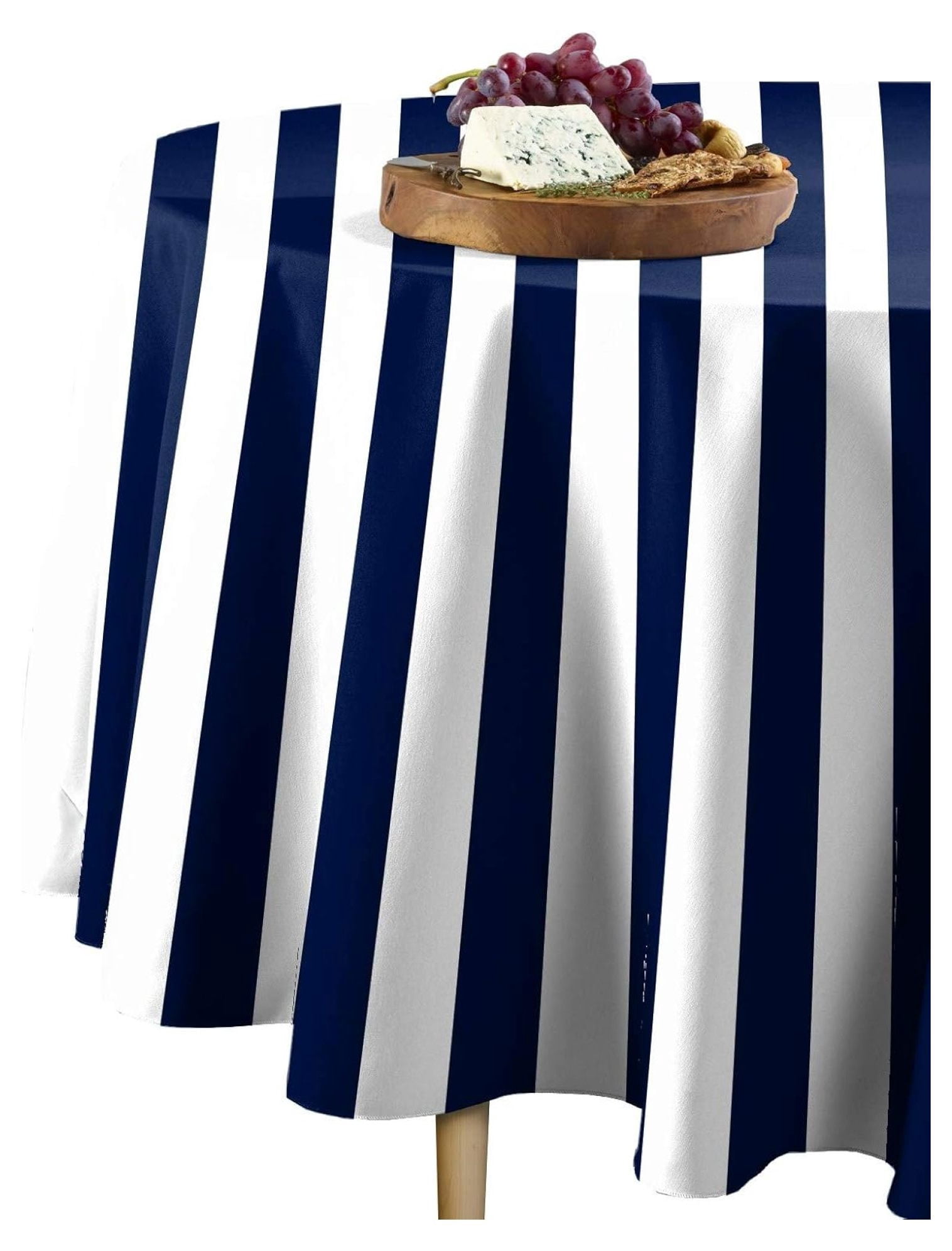 | Navy and White Striped Tablecloth | Cabana Round Tablecloth | 72 ...
