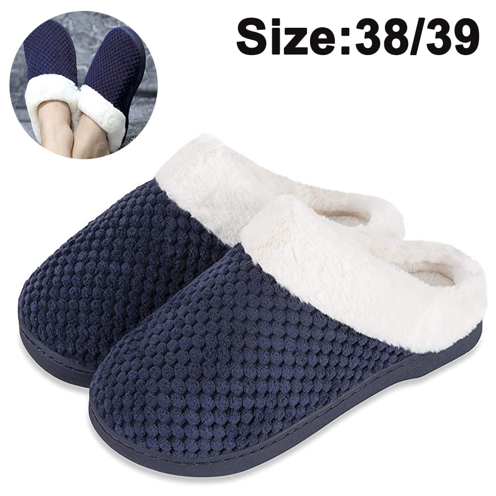 Navy blue Women's Soft Memory Foam House Slippers Comfort Warm Slip on ...