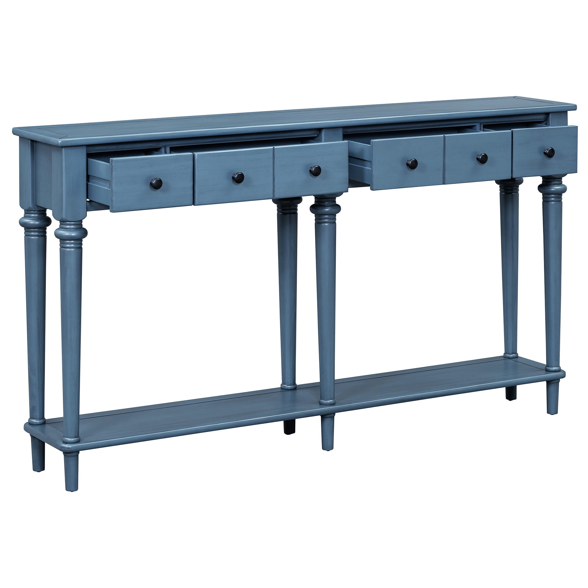 Navy blue console table with drawers and open shelf suitable for ...