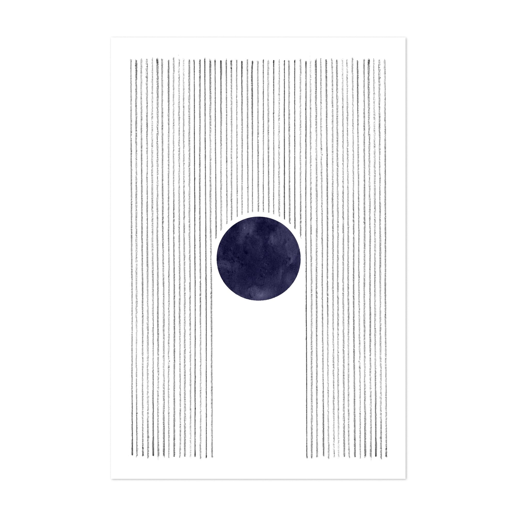 Navy circle and lines - Line Drawing Unframed Wall Art Print 30 x 45 inches - Walmart.com