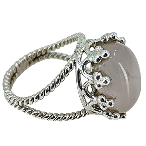 Navya Craft Rose Quartz Oval 925 Solid Sterling Silver Handmade Women ...