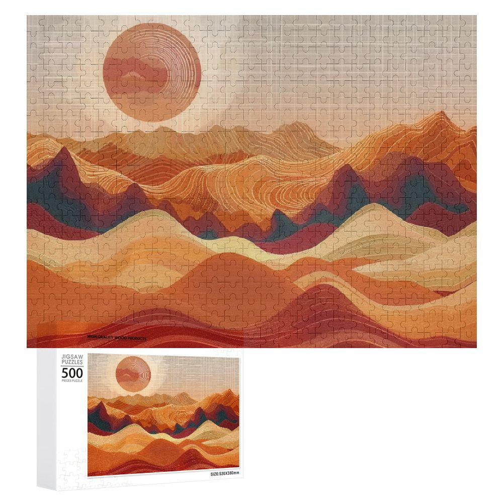 Awypu Abstract Mountains And Sun Boho Challenging Difficult Wood ...