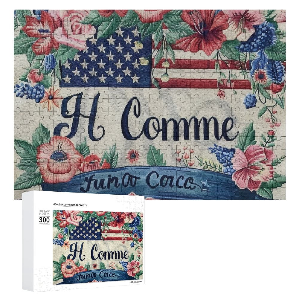 Nawy American Flag Flowers Cross Stitch Wood Puzzle Challenging ...