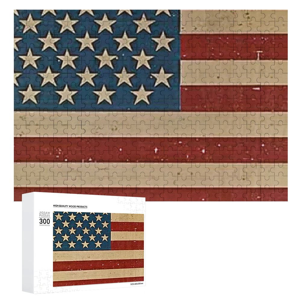 Awypu American Flag Stars Stripes Wooden Jigsaw Puzzle for Adults and ...