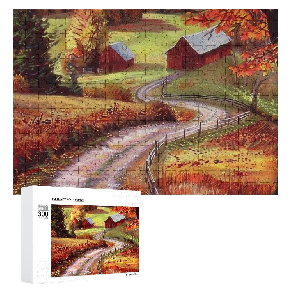 Awypu Barn Trees Road Wooden Jigsaw Puzzle Challenging Difficult Wood ...