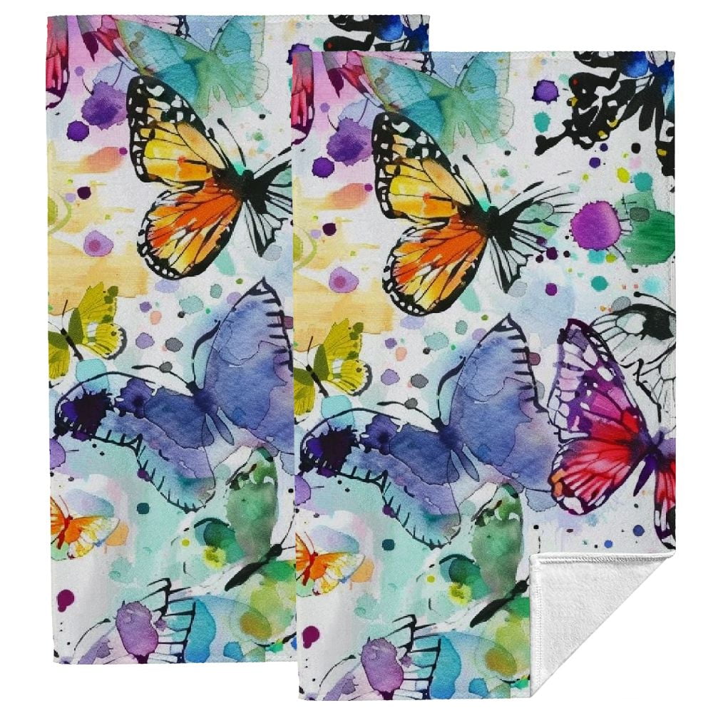 Nawy Butterflies Colorful Pattern Watercolor Spots Funny Kitchen Towels 2-Pack 27.5*16in ...
