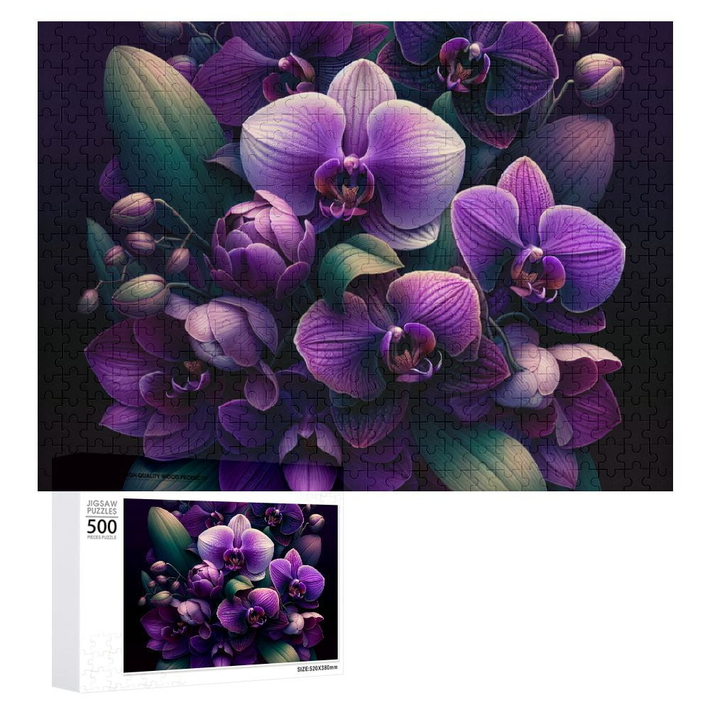 Awypu Christmas African Violet Flower Satin Violet Purple Wooden Jigsaw ...