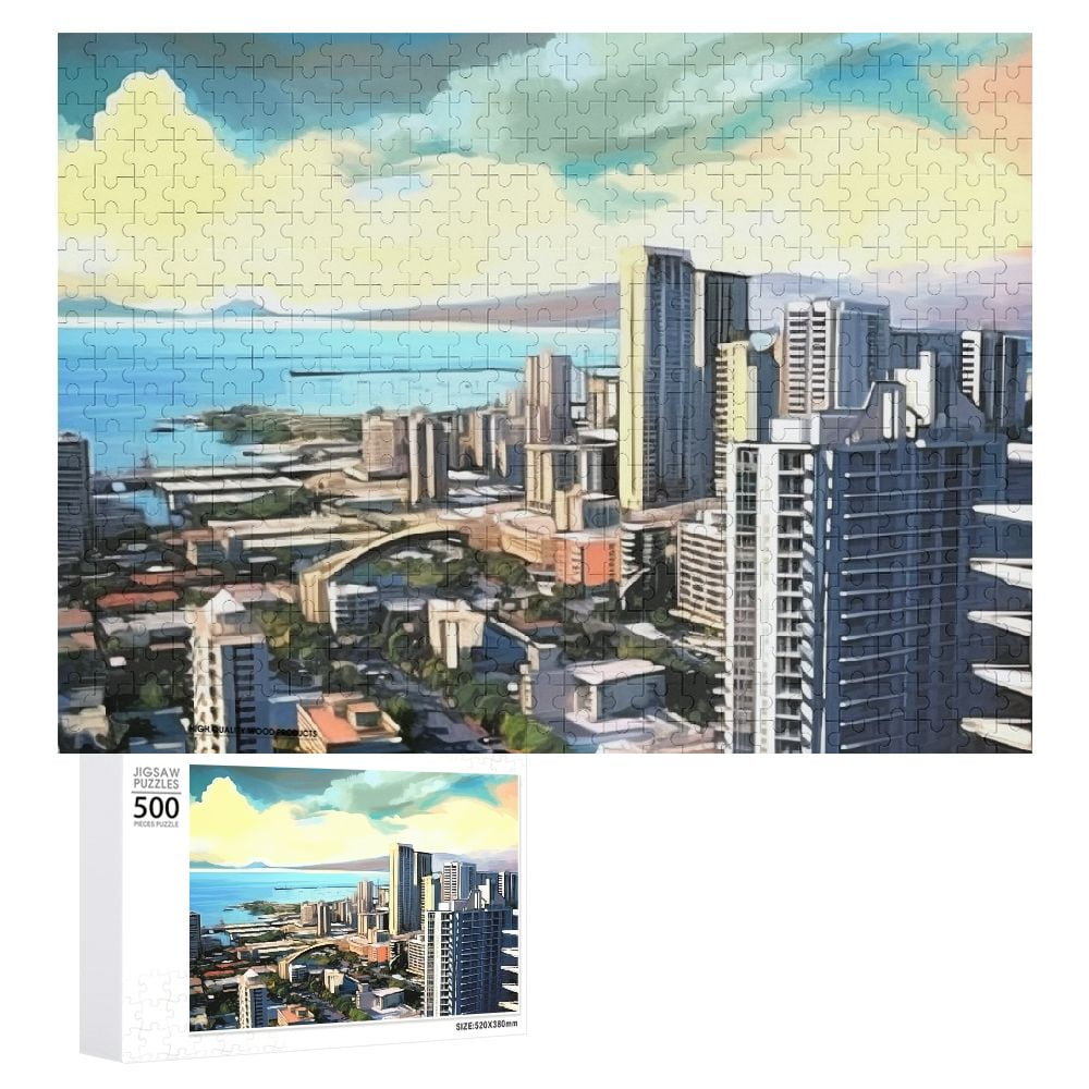 Awypu Cityscape Wooden Jigsaw Puzzle for Adults and Kids, Gift for ...