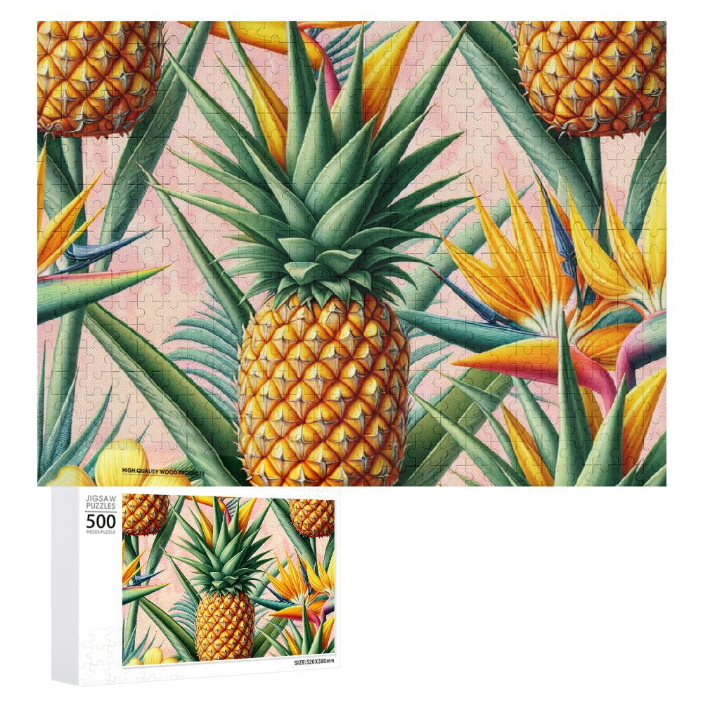 Awypu Colorful Pattern Tropical Exotic Flowers and Pineapple Wooden ...