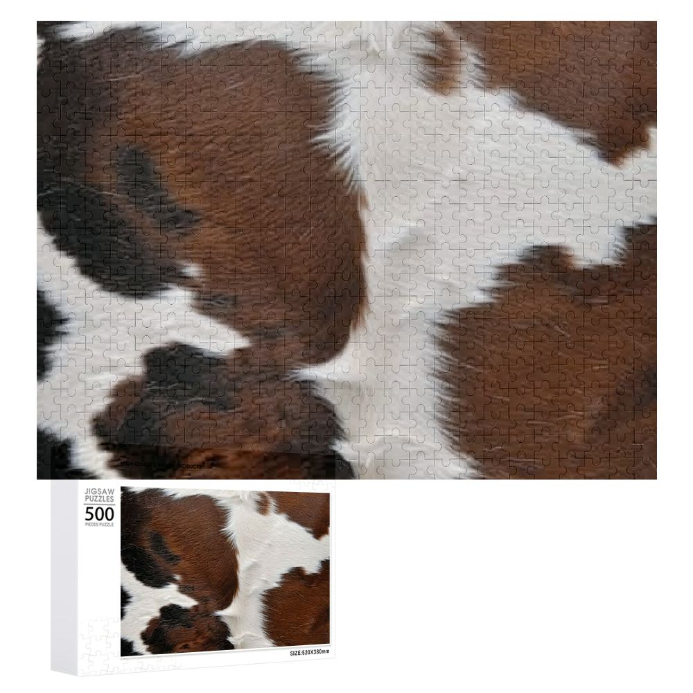 Awypu Cow Pattern Fur Wooden Jigsaw Puzzle Challenging Difficult Wood ...